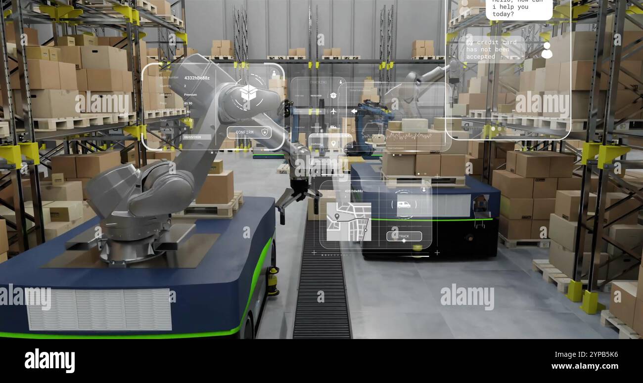 Image of diagrams and data processing over machines working in ...