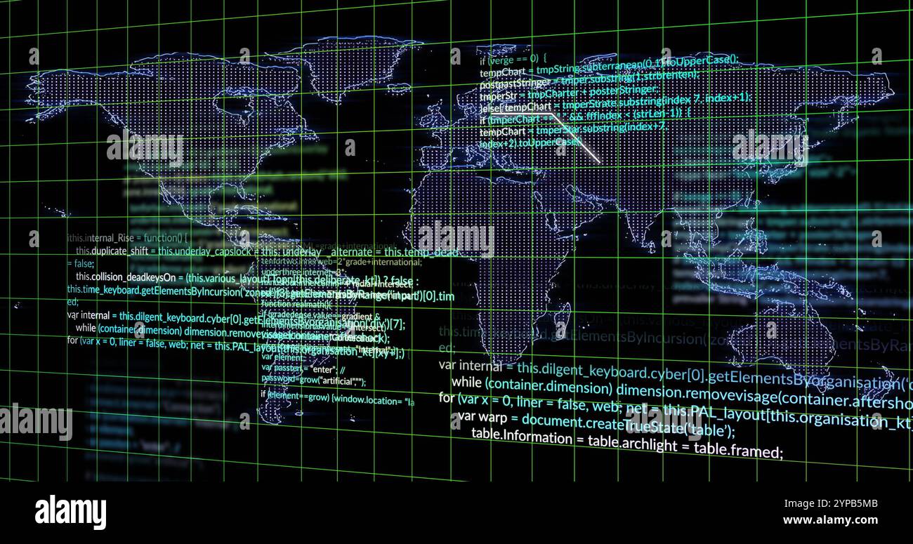Image of digital data processing over world map Stock Photo - Alamy