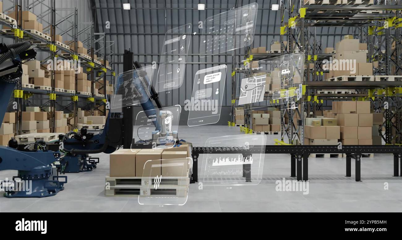 Image of diagrams and data processing over machines working in ...