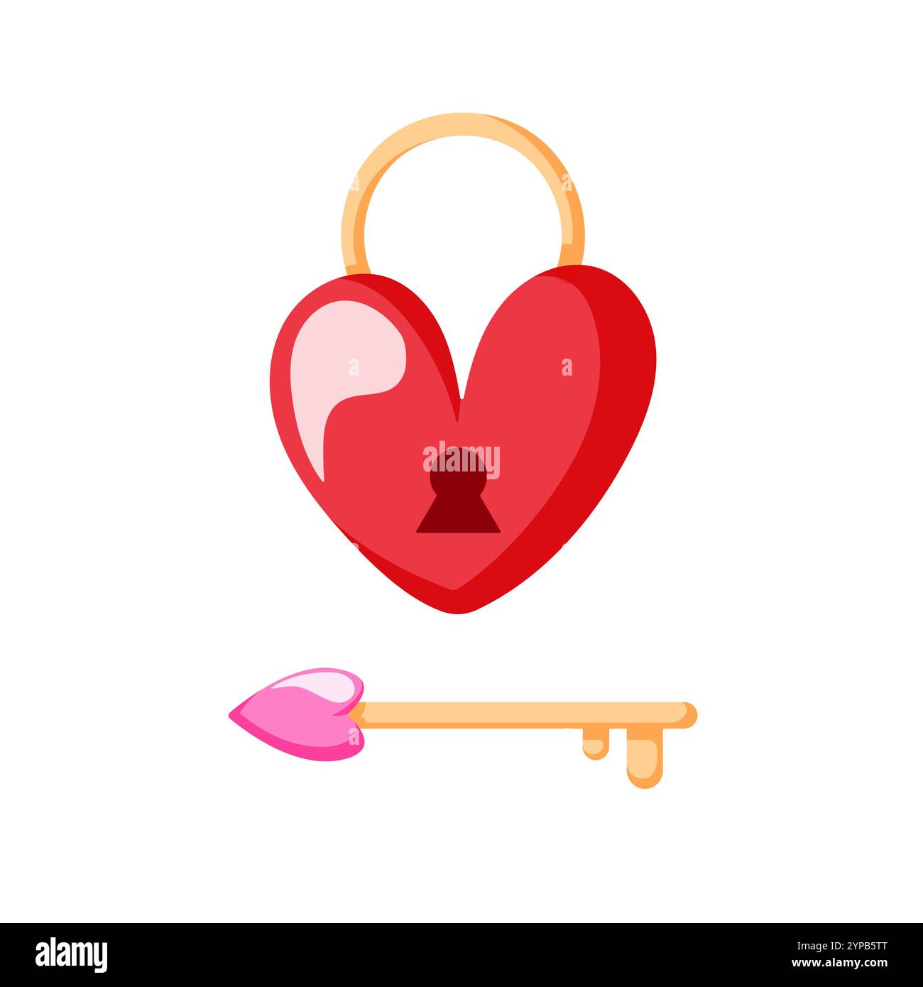 Heart lock and key icon in cartoon style. Symbol of Love for Valentines ...