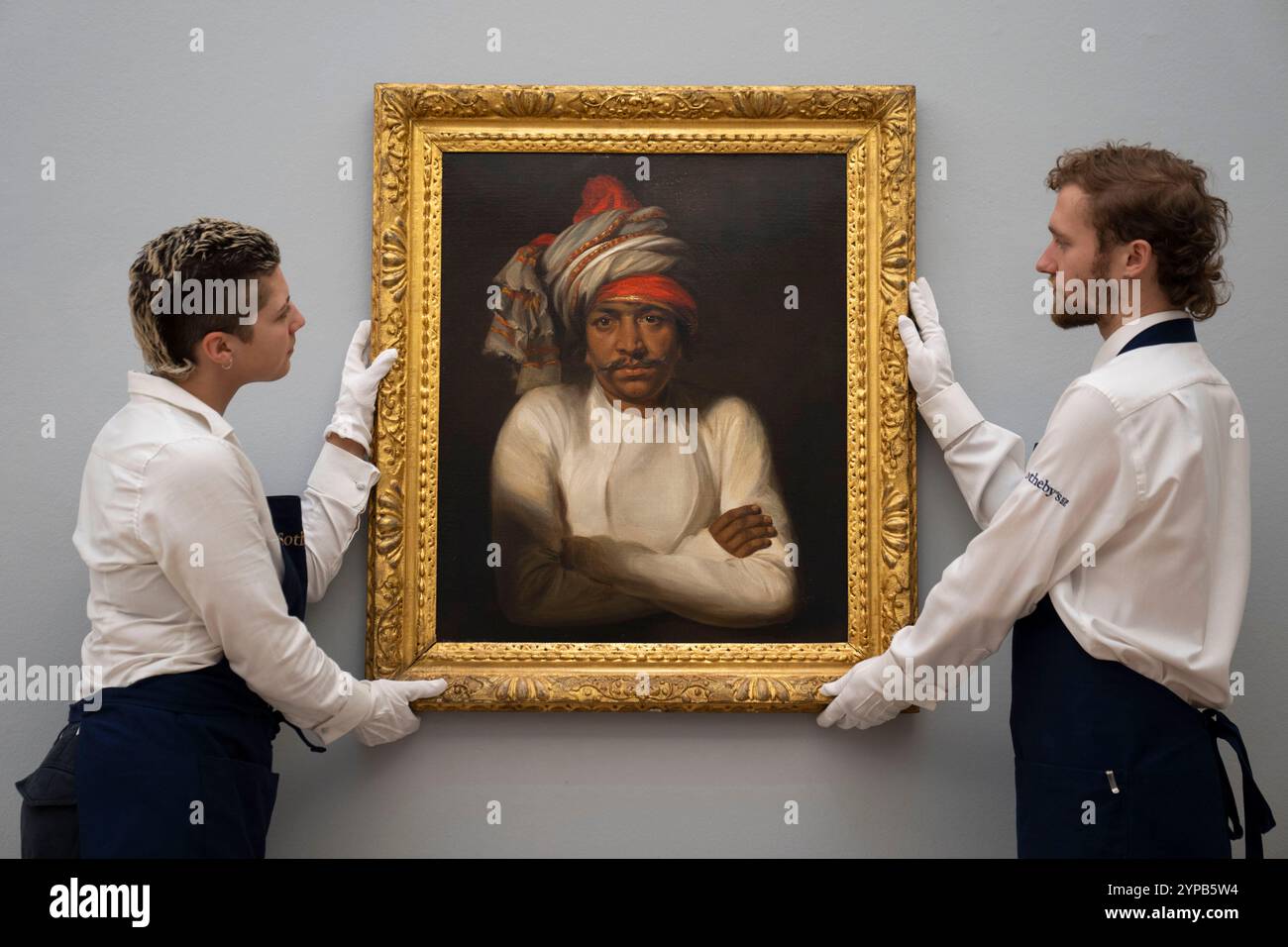 Art handlers hold Robert Home's Portrait of a Maratha Chief, estimate £ ...