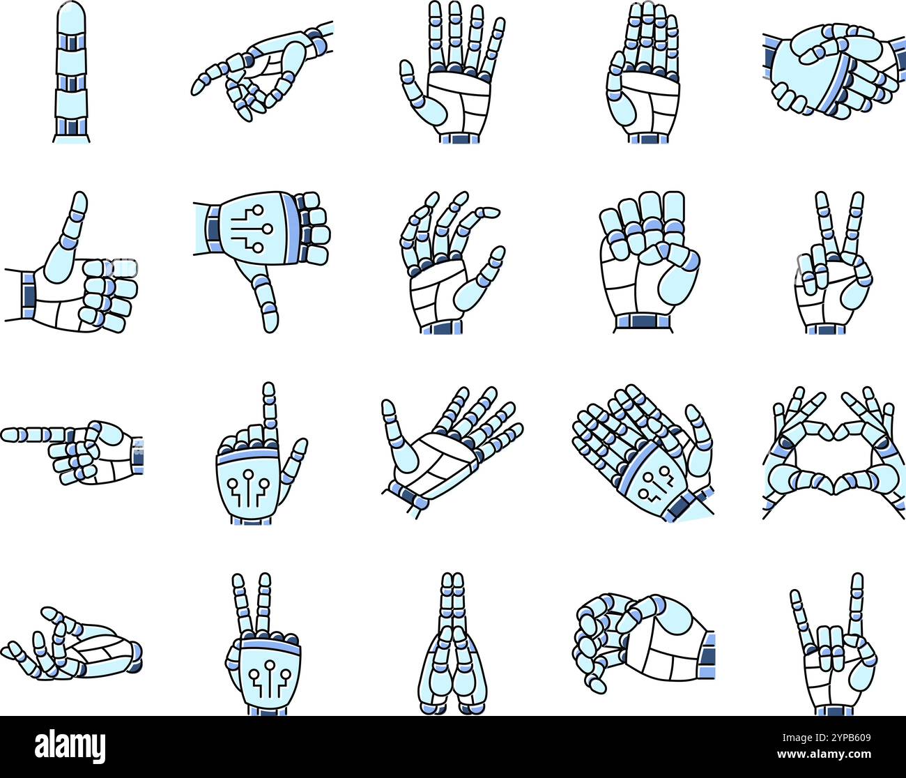 robot hand gesture ai digital icons set vector Stock Vector Image & Art ...