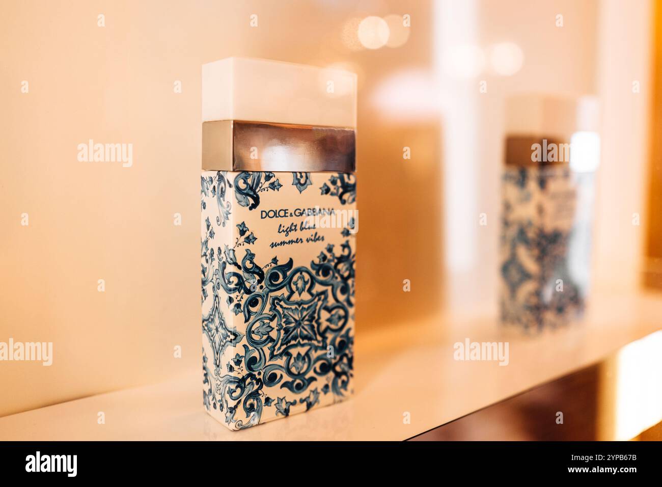 Luxury perfume Dolce & Gabbana on a stand in a shopping mall Stock ...