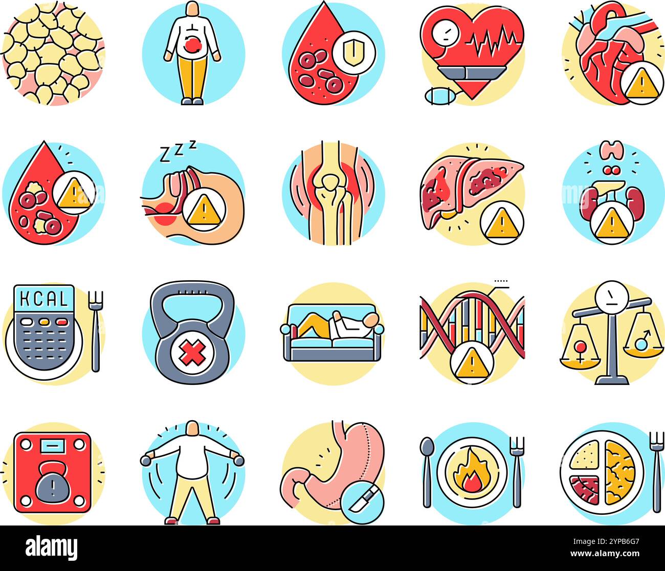 obesity overweight fat obese icons set vector Stock Vector Image & Art ...