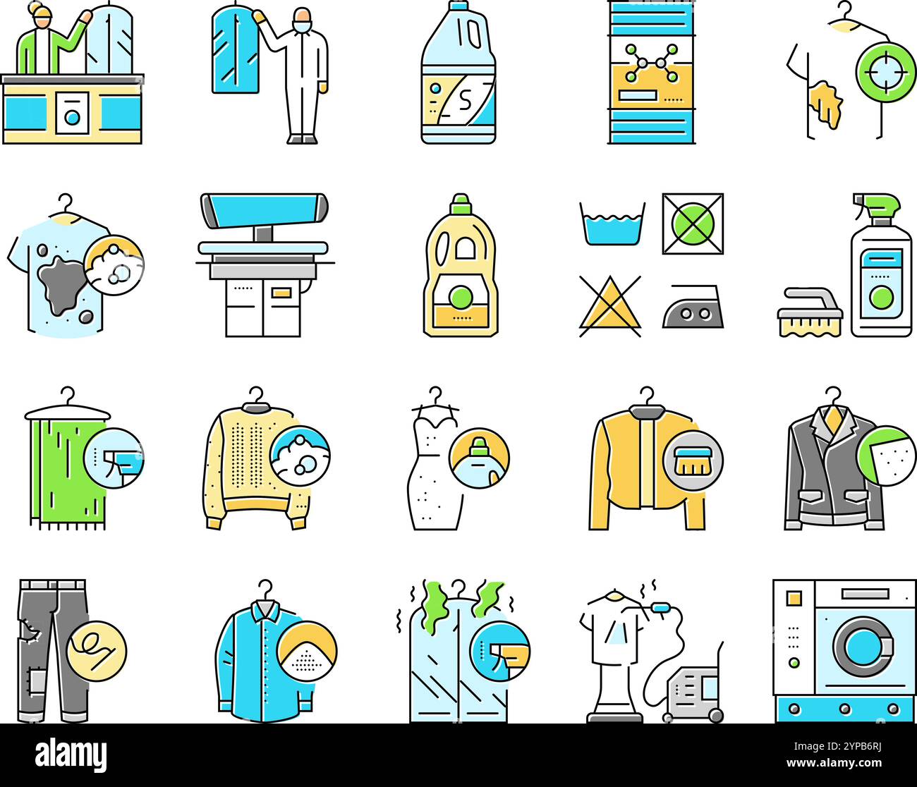 dry cleaning laundry wash service icons set vector Stock Vector Image ...