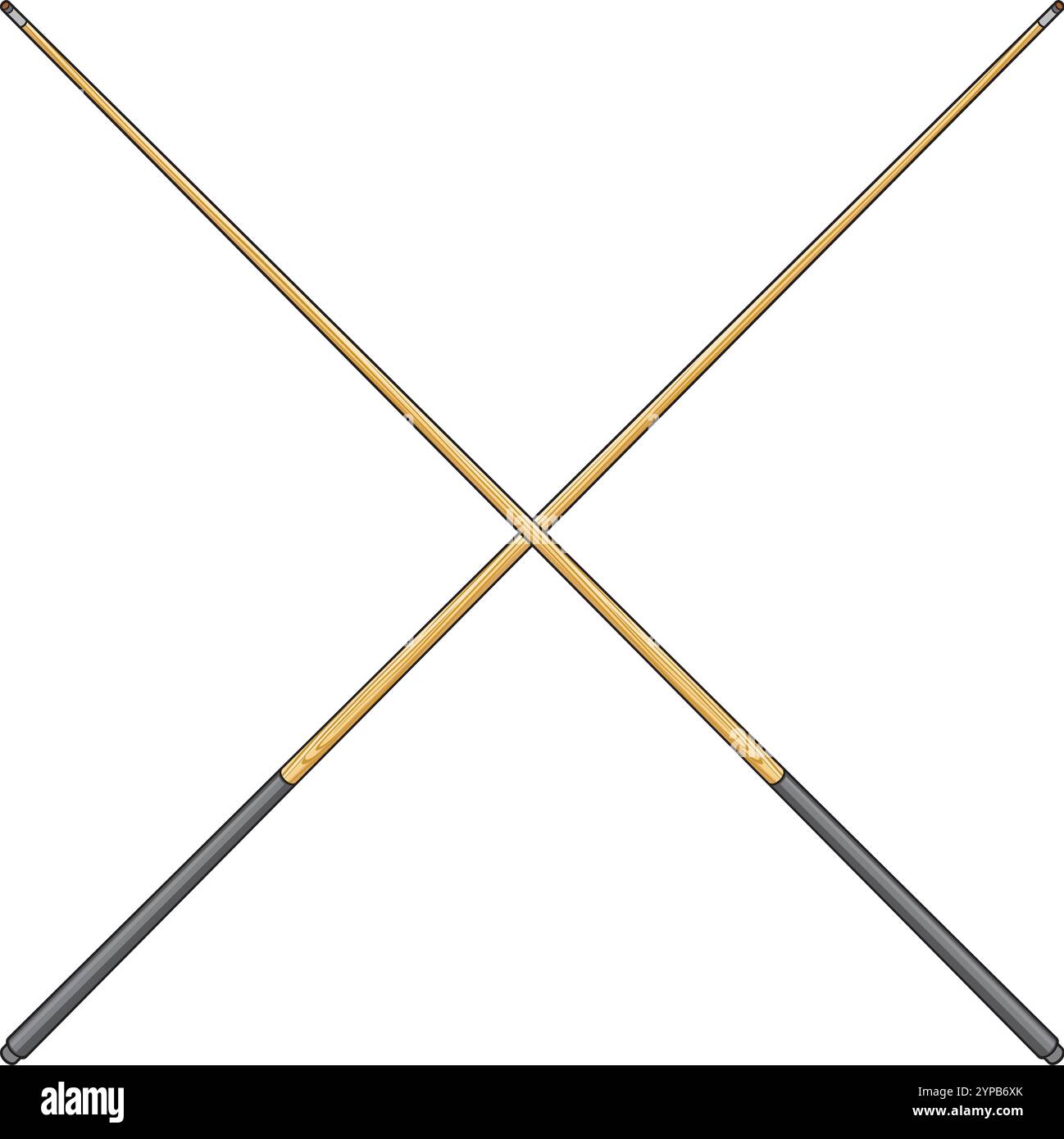 Crossed Billiard Cues Color. Vector Illustration Stock Vector Image ...