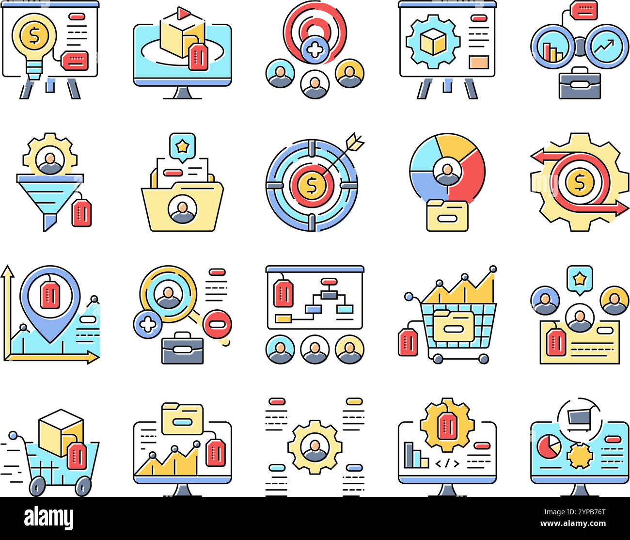 technical sales engineer service icons set vector Stock Vector Image ...