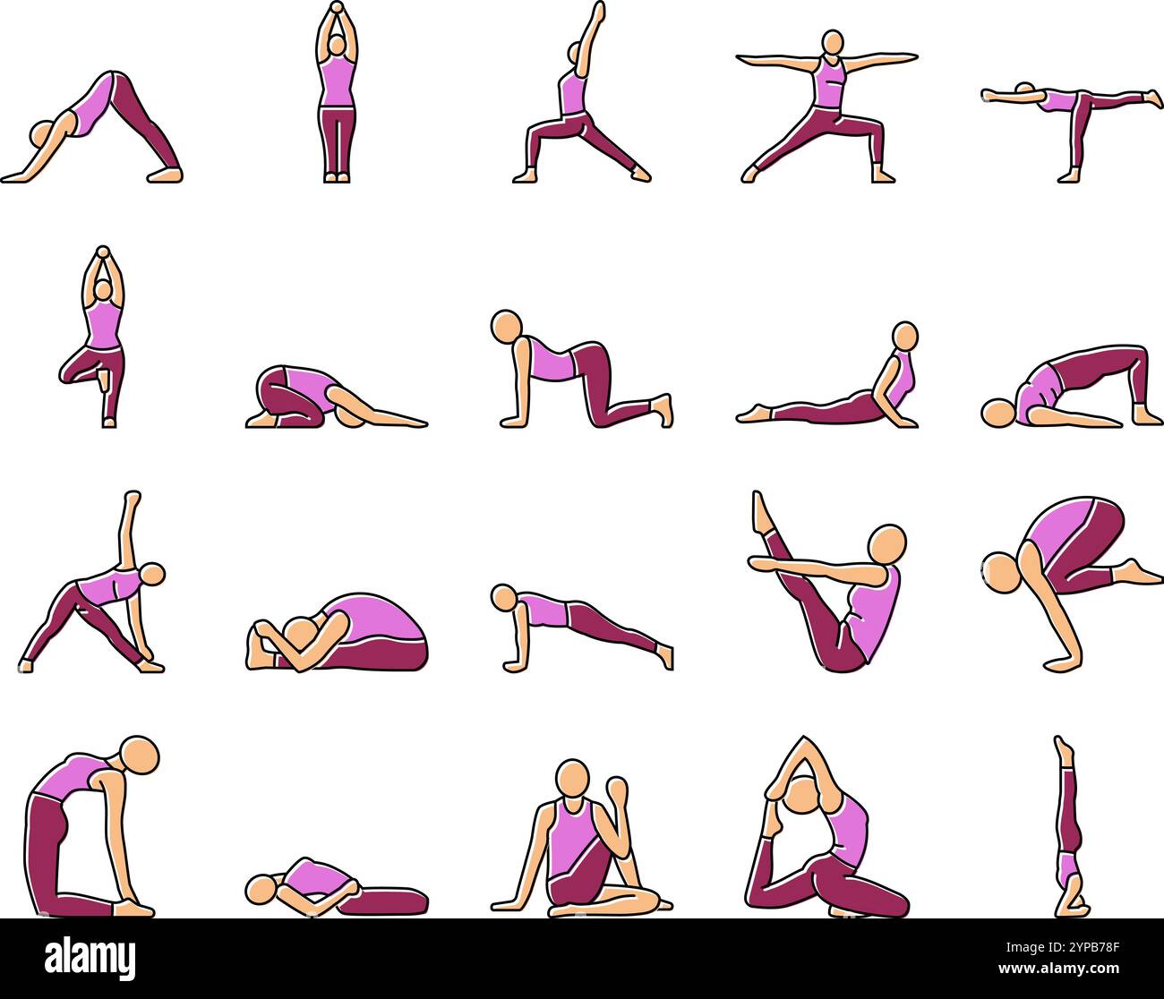 yoga exercises sport health icons set vector Stock Vector Image & Art ...