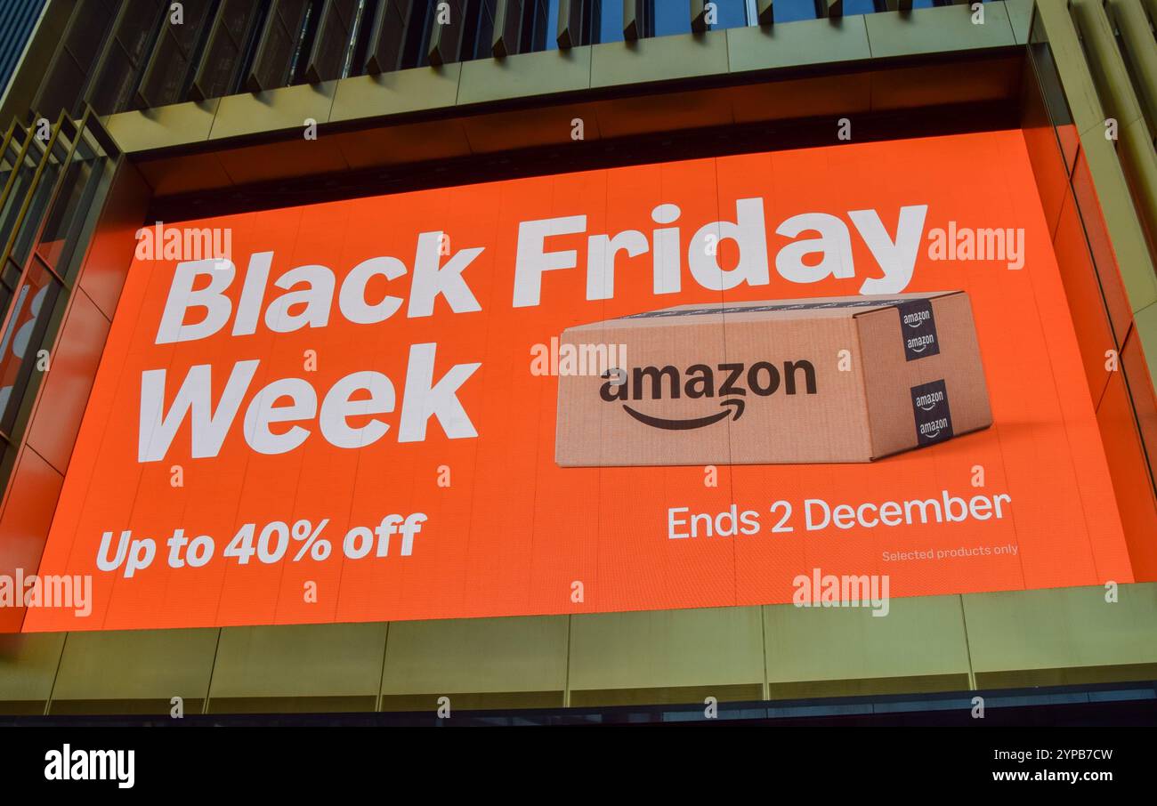 London, UK. 29th November 2024. A screen on the Now Building at ...