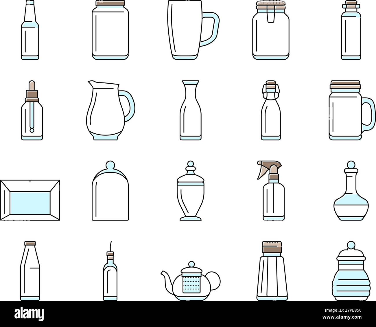 glass packaging bottle product icons set vector Stock Vector Image ...