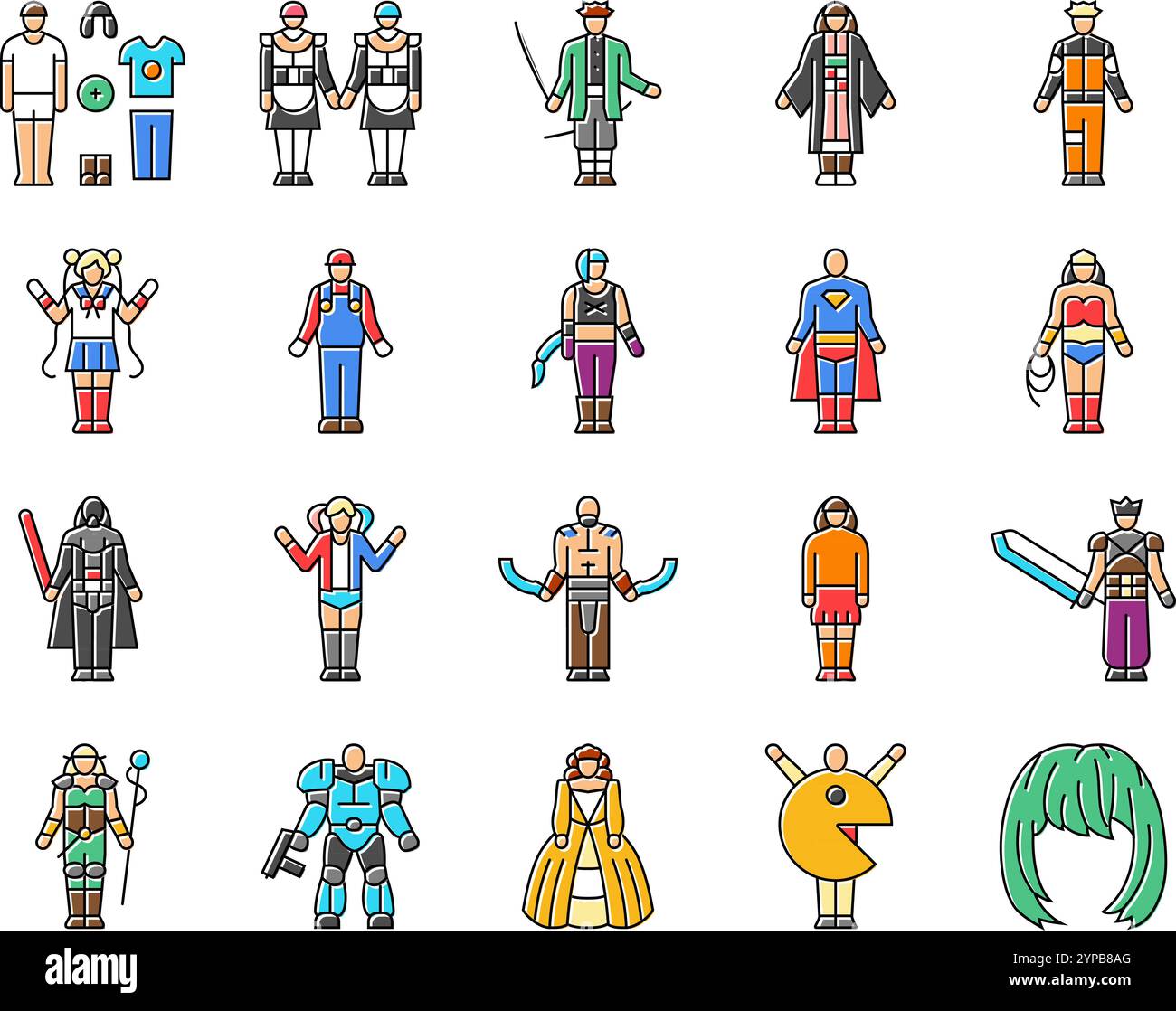 cosplay comic movie anime icons set vector Stock Vector Image & Art - Alamy