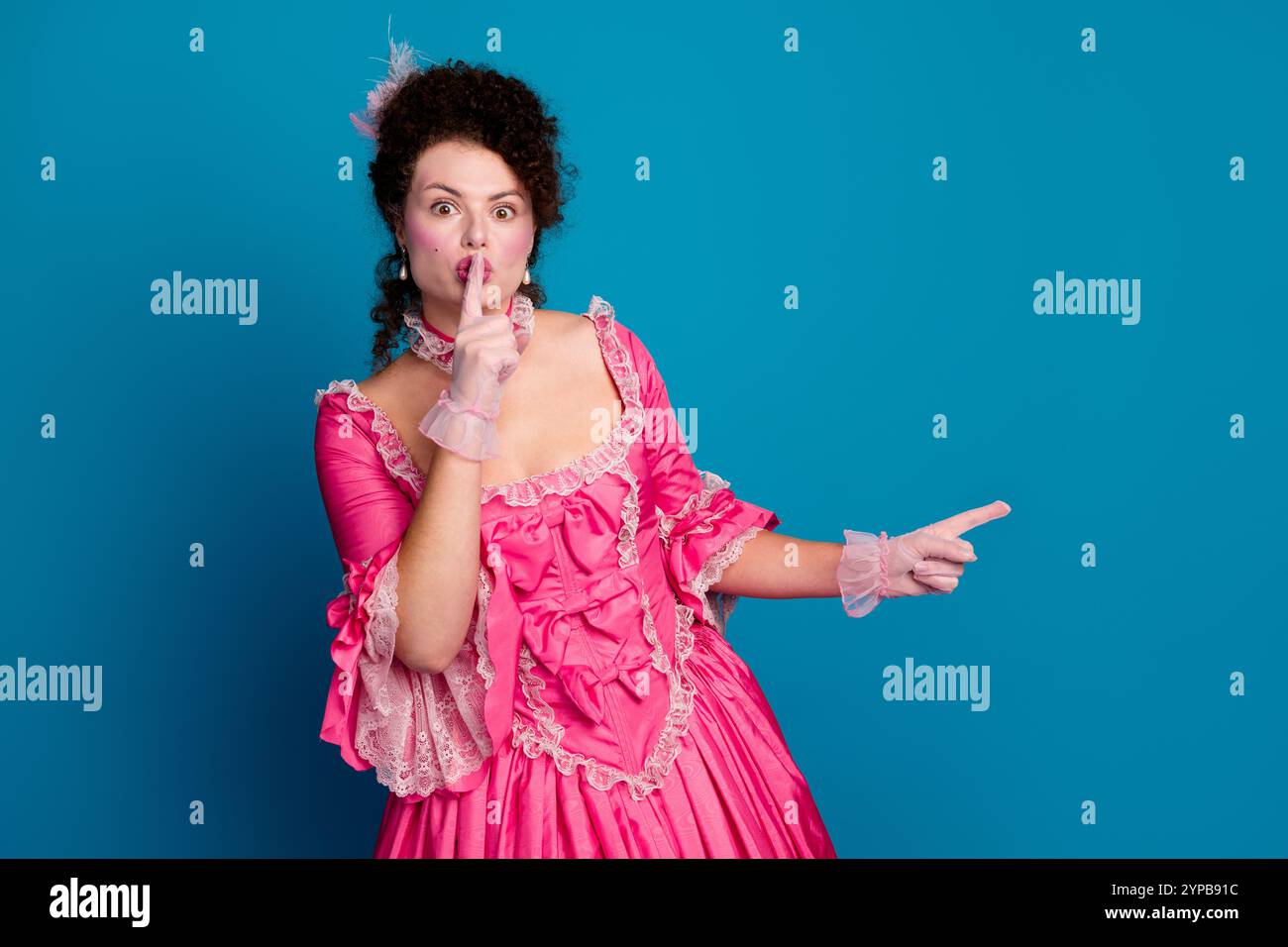 Photo of adorable lovely marie antoinette wear corset dress asking shut ...