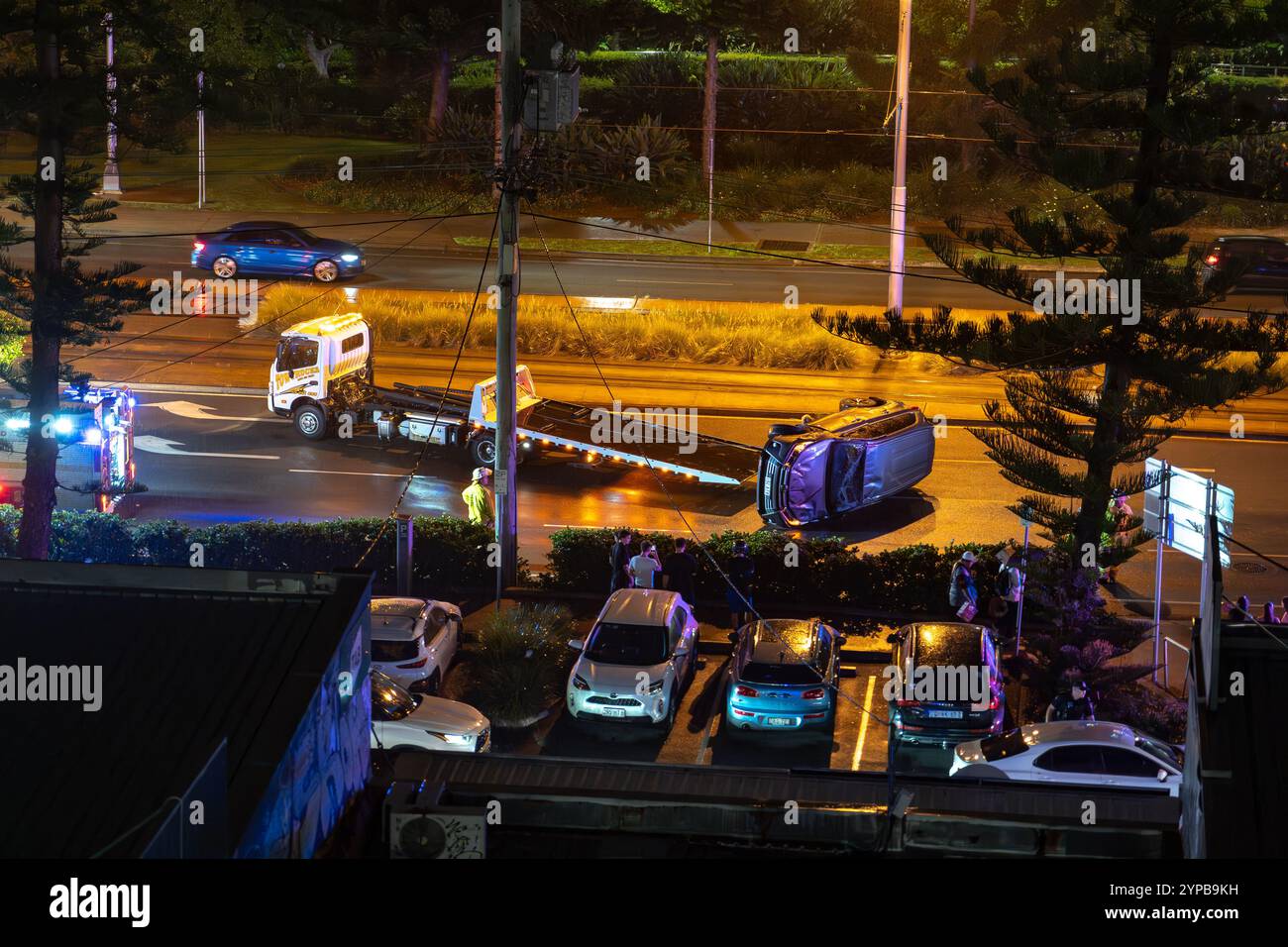 Gold Coast, Queensland, Australia - Nov 29, 2024: Overturned car ...