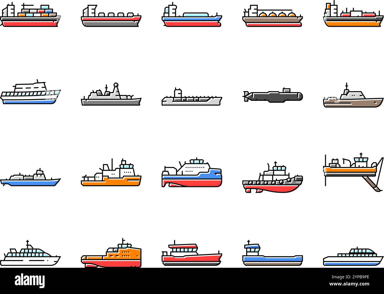 ship cargo maritime navigation icons set vector Stock Vector Image ...