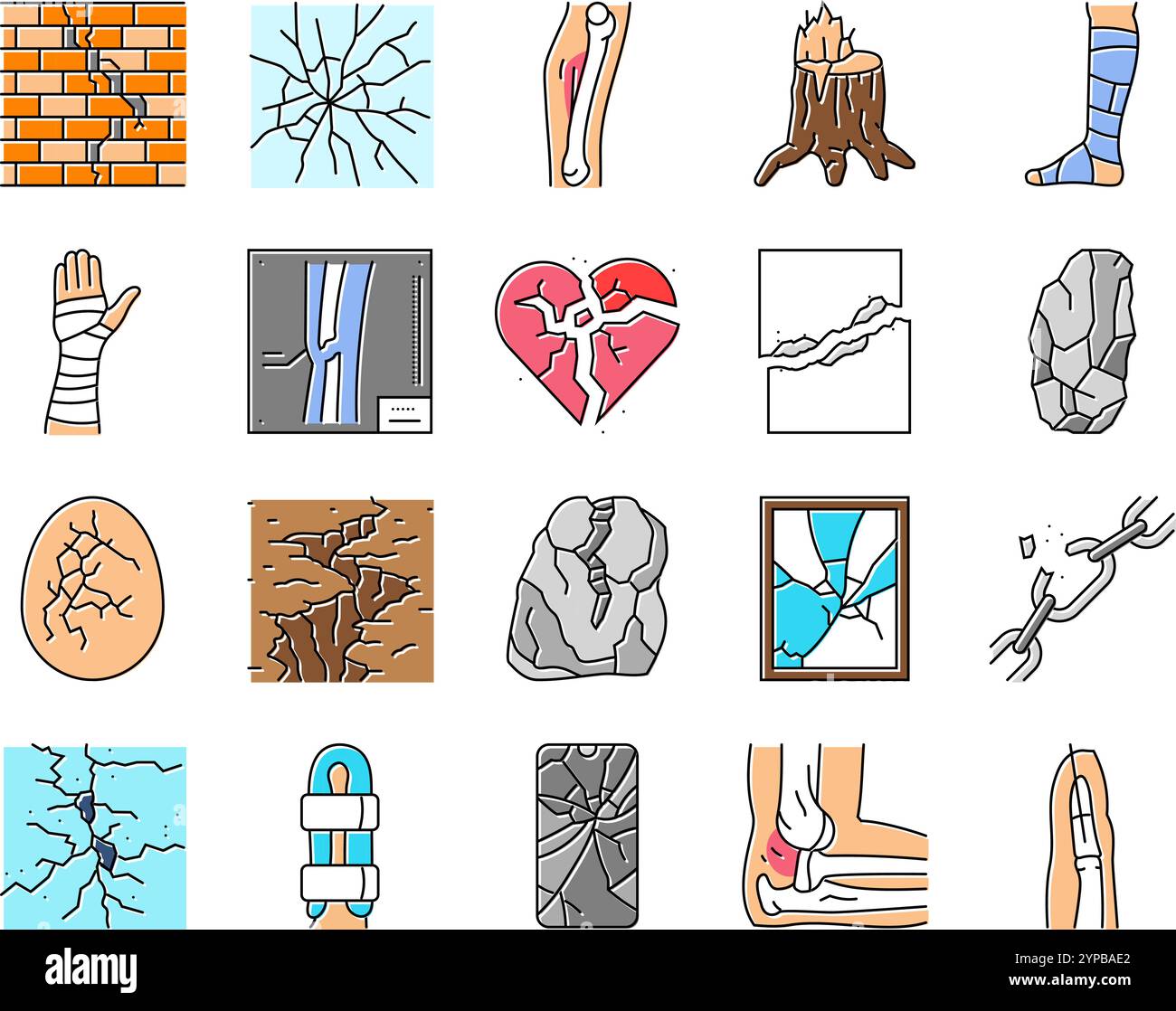 fracture bone break injury icons set vector Stock Vector Image & Art ...