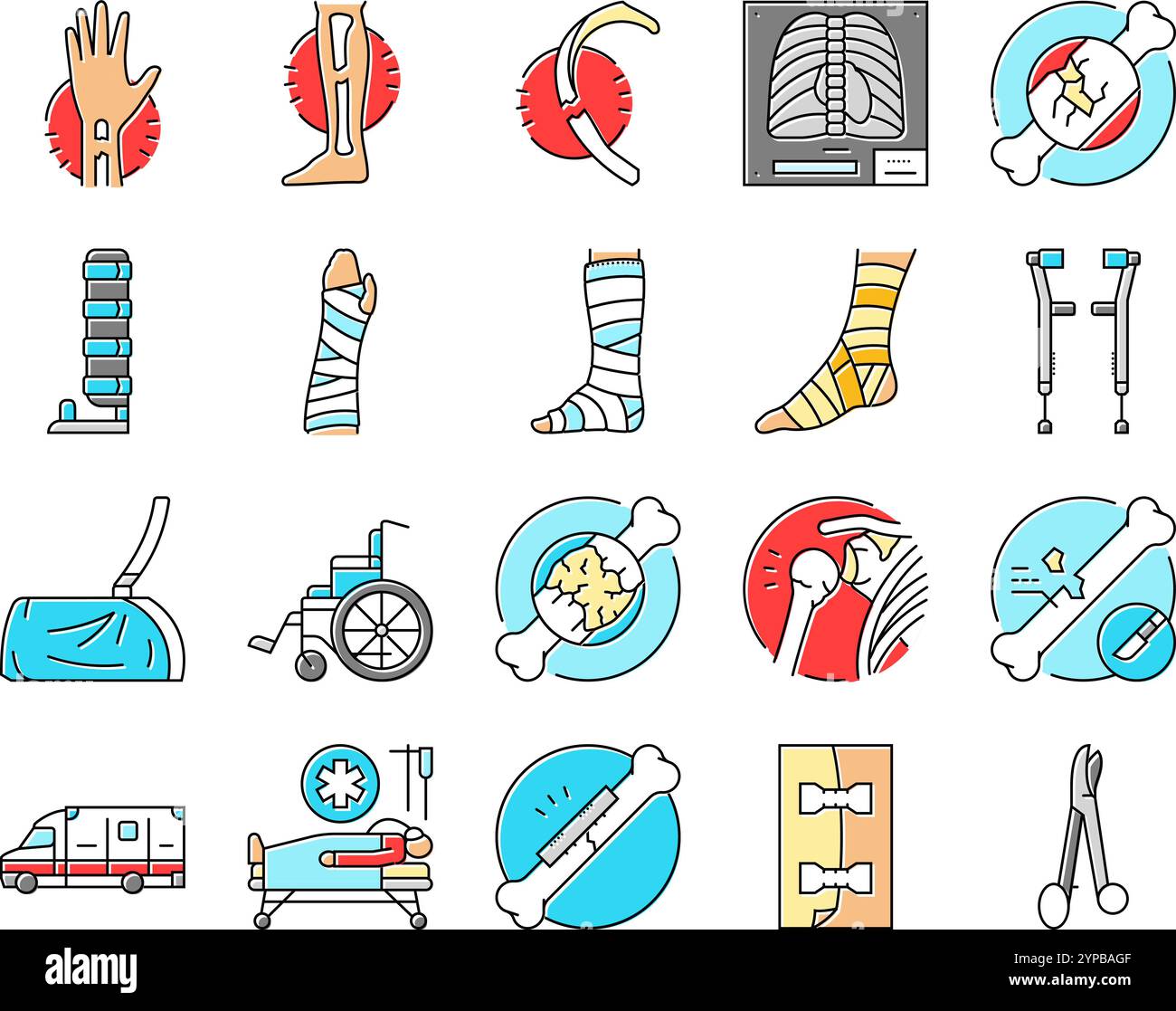 fracture injury bone break icons set vector Stock Vector Image & Art ...