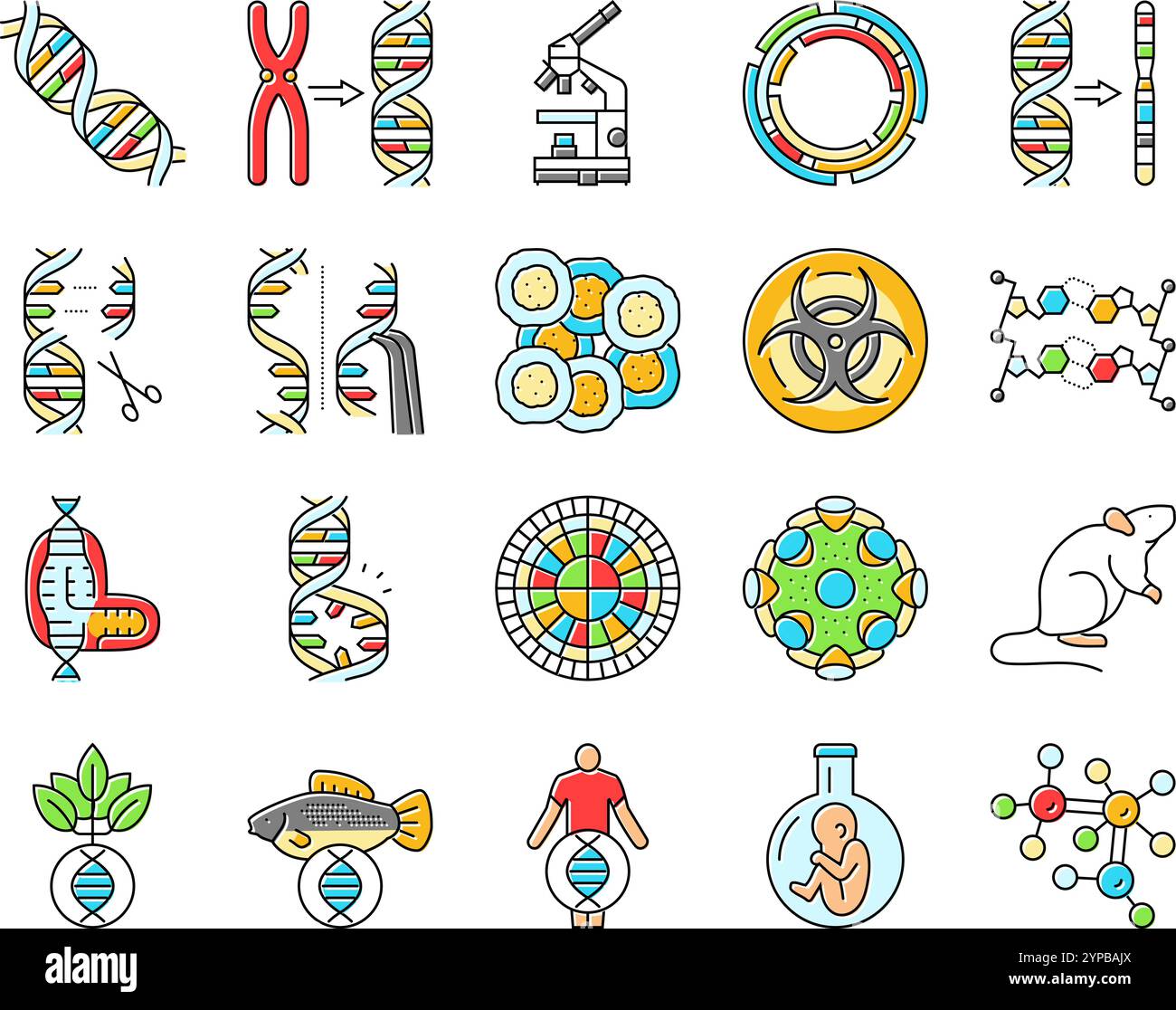 genetic engineering crispr genome icons set vector Stock Vector Image ...