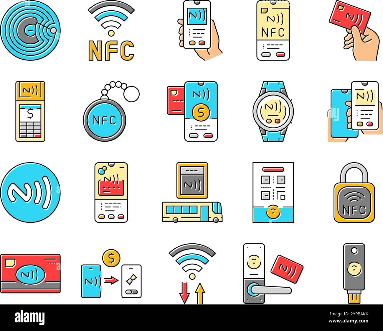 nfc technology contactless icons set vector Stock Vector Image & Art - Alamy