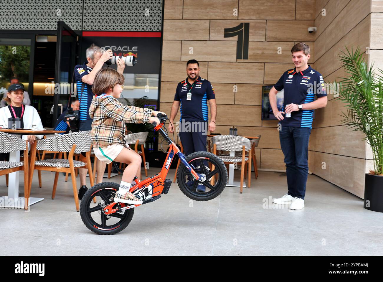 Doha, Qatar. 29th Nov, 2024. Paddock atmosphere - boy on a bike with Max Verstappen (NLD) Red ...