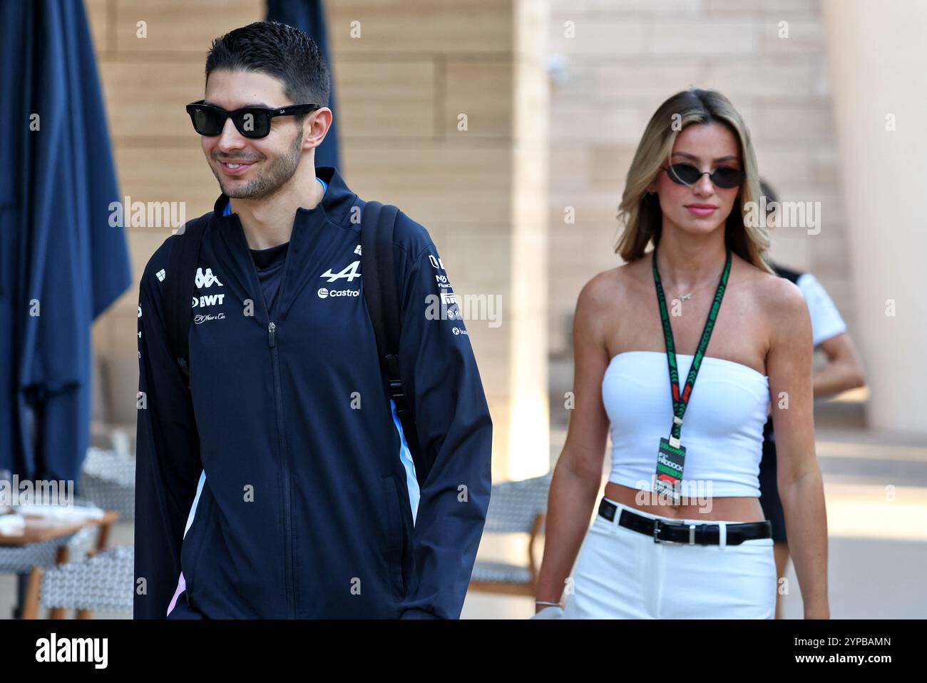 Esteban Ocon (FRA) Alpine F1 Team with his girlfriend Flavy Barla (FRA ...