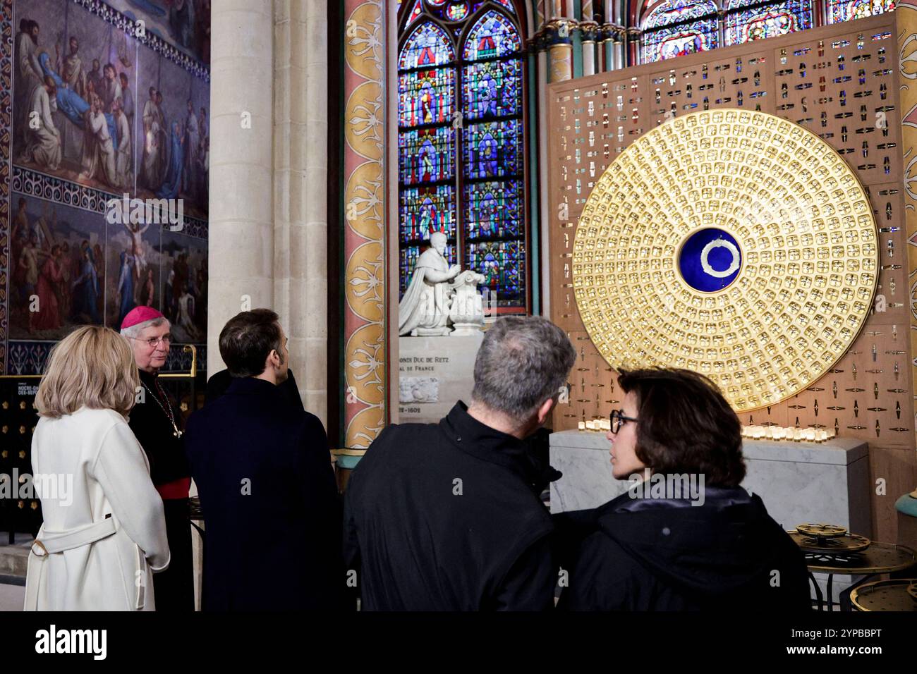 French President Emmanuel Macron (3thL) and his wife Brigitet Macron (L ...