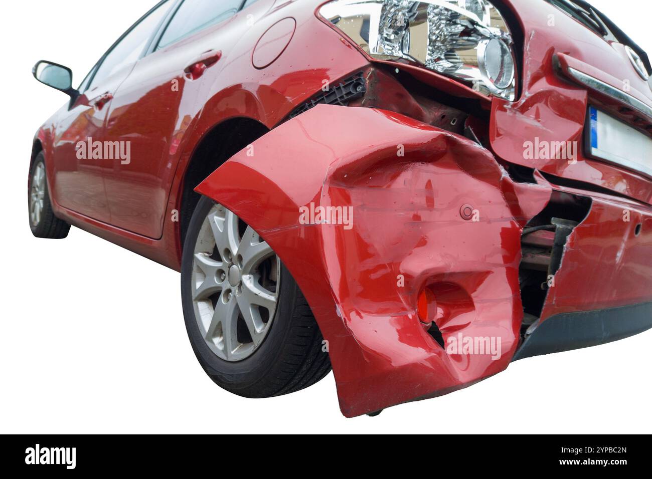 Isolated Damaged Red Car Front for Insurance Projects Stock Photo - Alamy