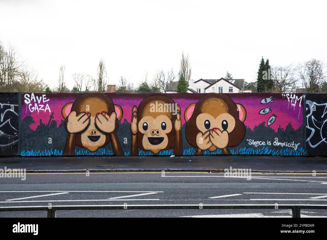 Save Gaza see no evil hear no evil say no evil monkeys Street Art ...