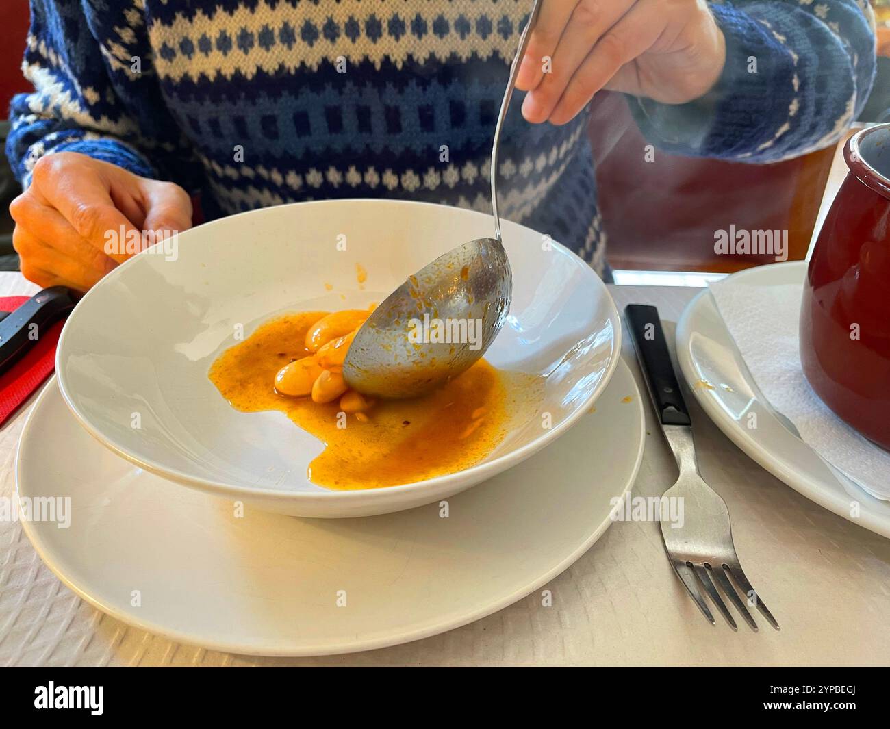 Man eating beans not woman hi-res stock photography and images - Alamy