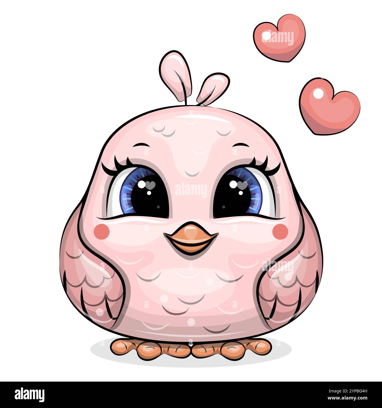 Cute cartoon pink baby bird. Vector illustration of animal on white ...