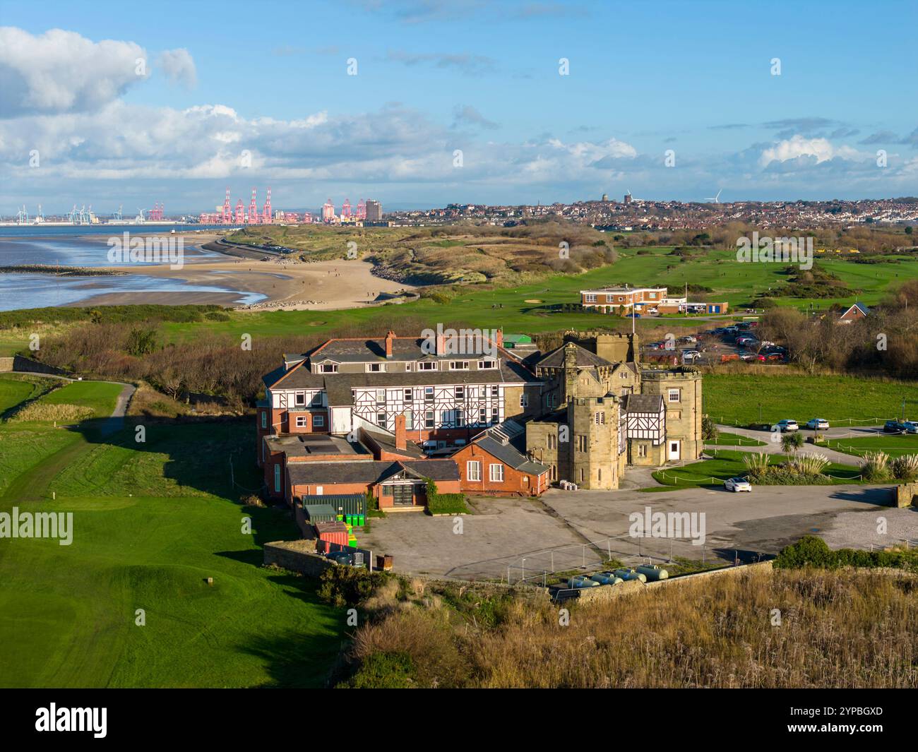 Aerial view of Leasowe Castle Hotel, Wirral, Merseyside, England Stock ...