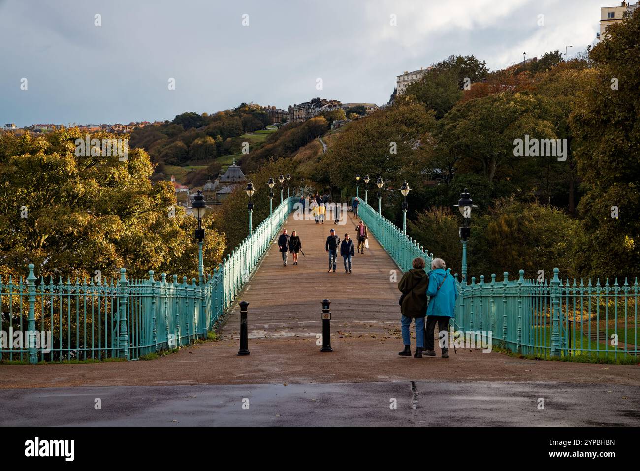 People walk across Cliff Bridge, Scarborough, England Stock Photo - Alamy
