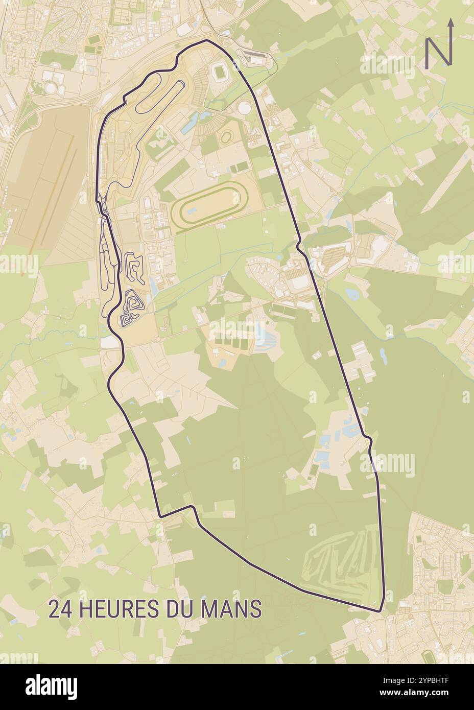 The image depicts a detailed map of the Circuit de la Sarthe, the ...