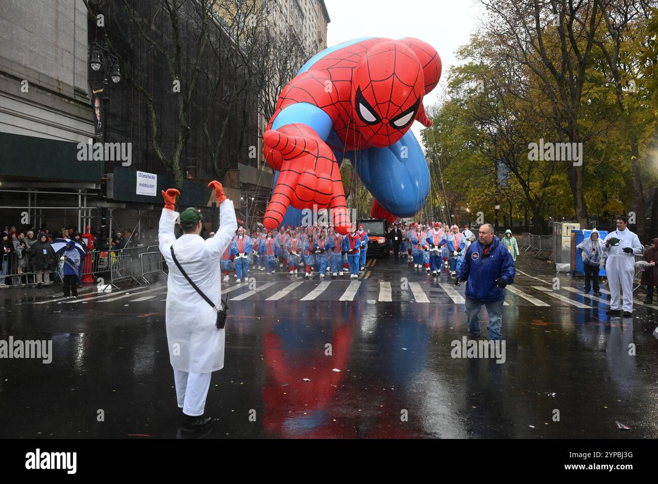 The Spiderman balloon during the 98th Annual Macy's Thanksgiving Day ...
