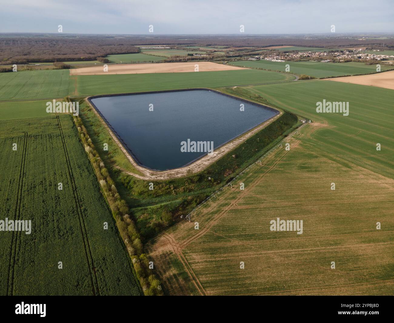 La Laigne (central-western France): aerial view of the retention basin ...