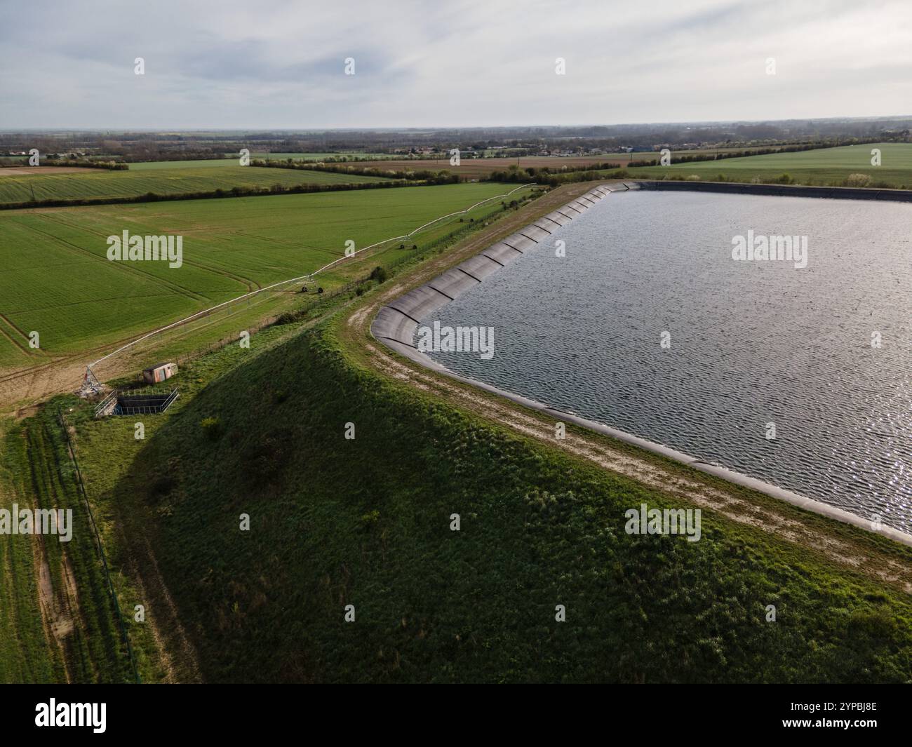La Laigne (central-western France): aerial view of the retention basin ...