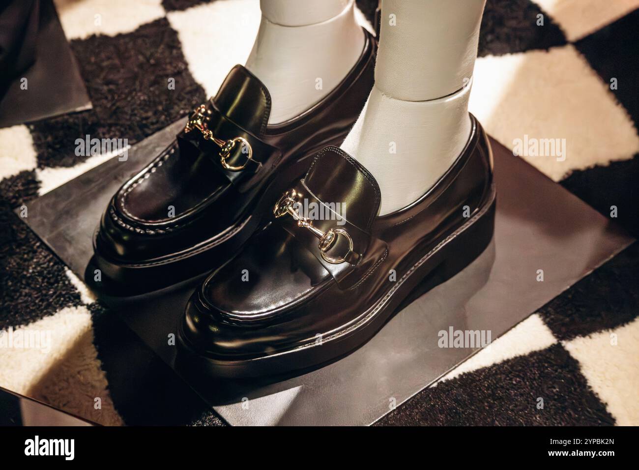 Cannes, France - 10 November 2024: Gucci loafer displayed in a boutique ...