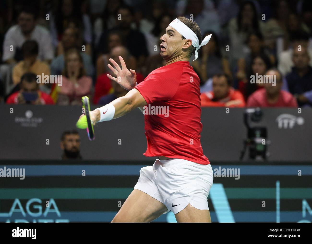 Spanish tennis player Rafael Nadal in action at the Davis Cup Finals ...
