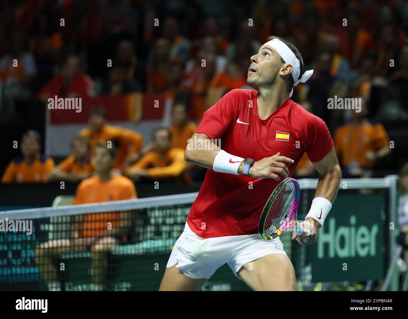 Spanish tennis player Rafael Nadal in action at the Davis Cup Finals ...