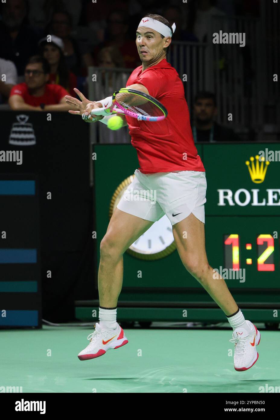 Spanish tennis player Rafael Nadal in action at the Davis Cup Finals ...