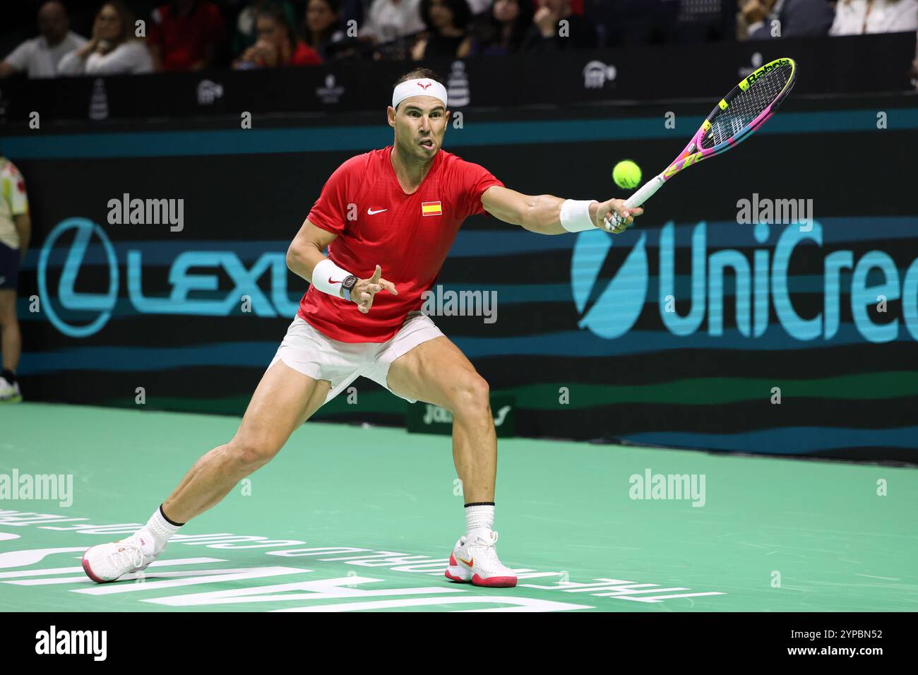 Spanish tennis player Rafael Nadal in action at the Davis Cup Finals ...