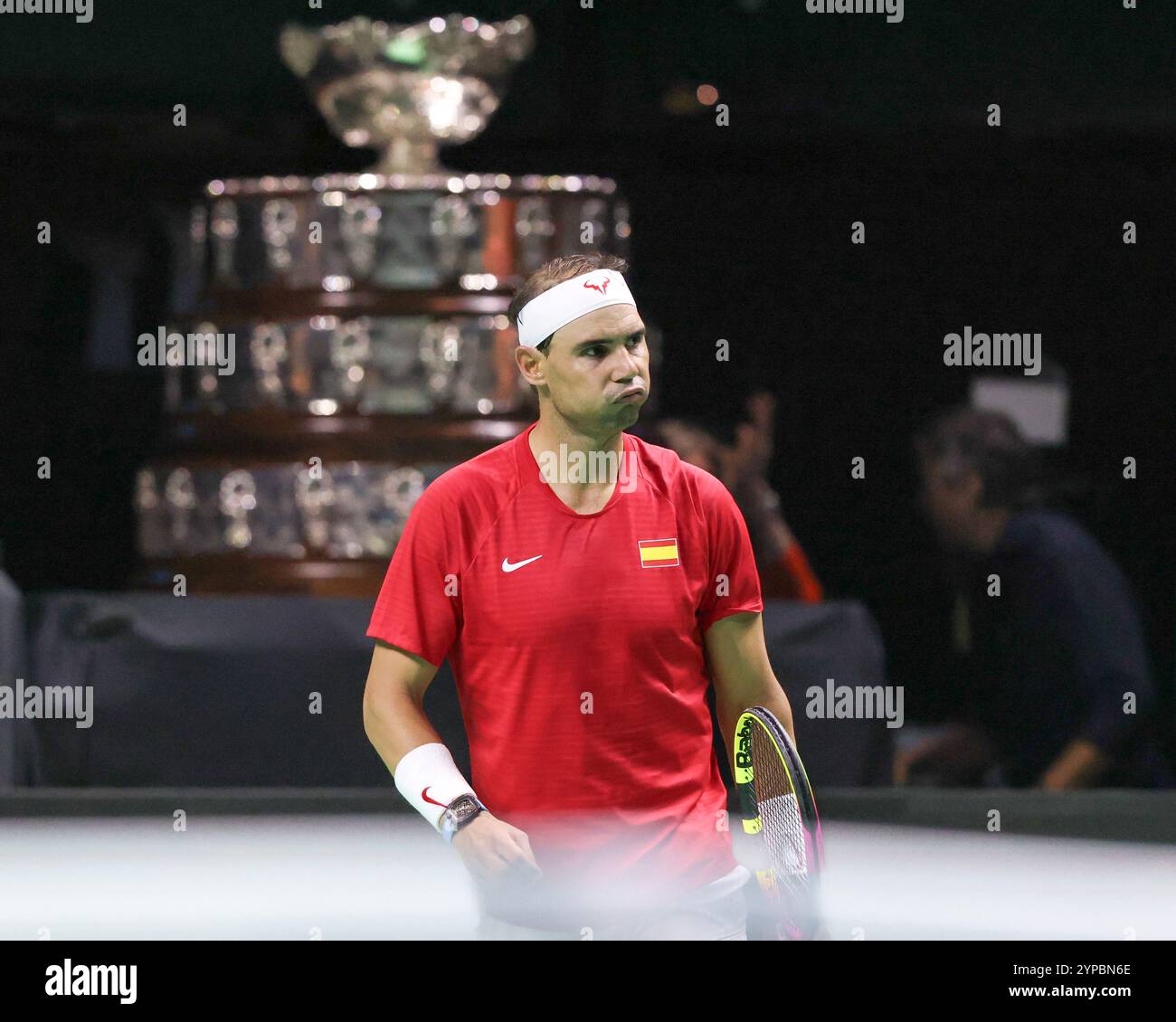 Spanish tennis player Rafael Nadal reacting at the Davis Cup Finals ...