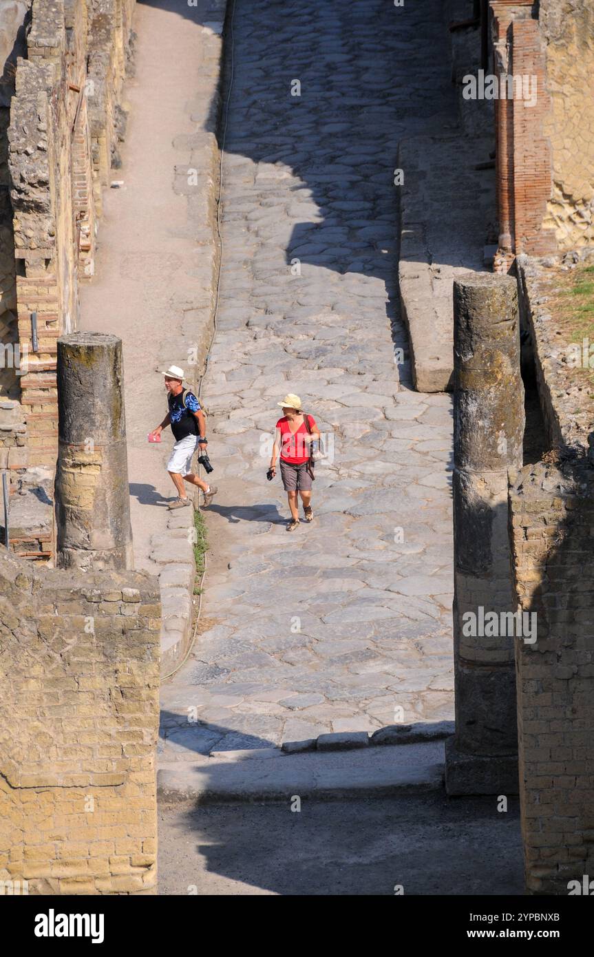 Excavations of Roman town buried by eruption of Mount Vesuvius in 79 AD ...
