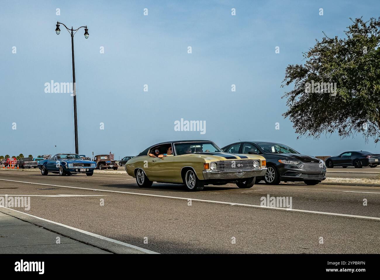 Gulfport, MS - October 04, 2023: Wide angle front corner view of a 1972 ...