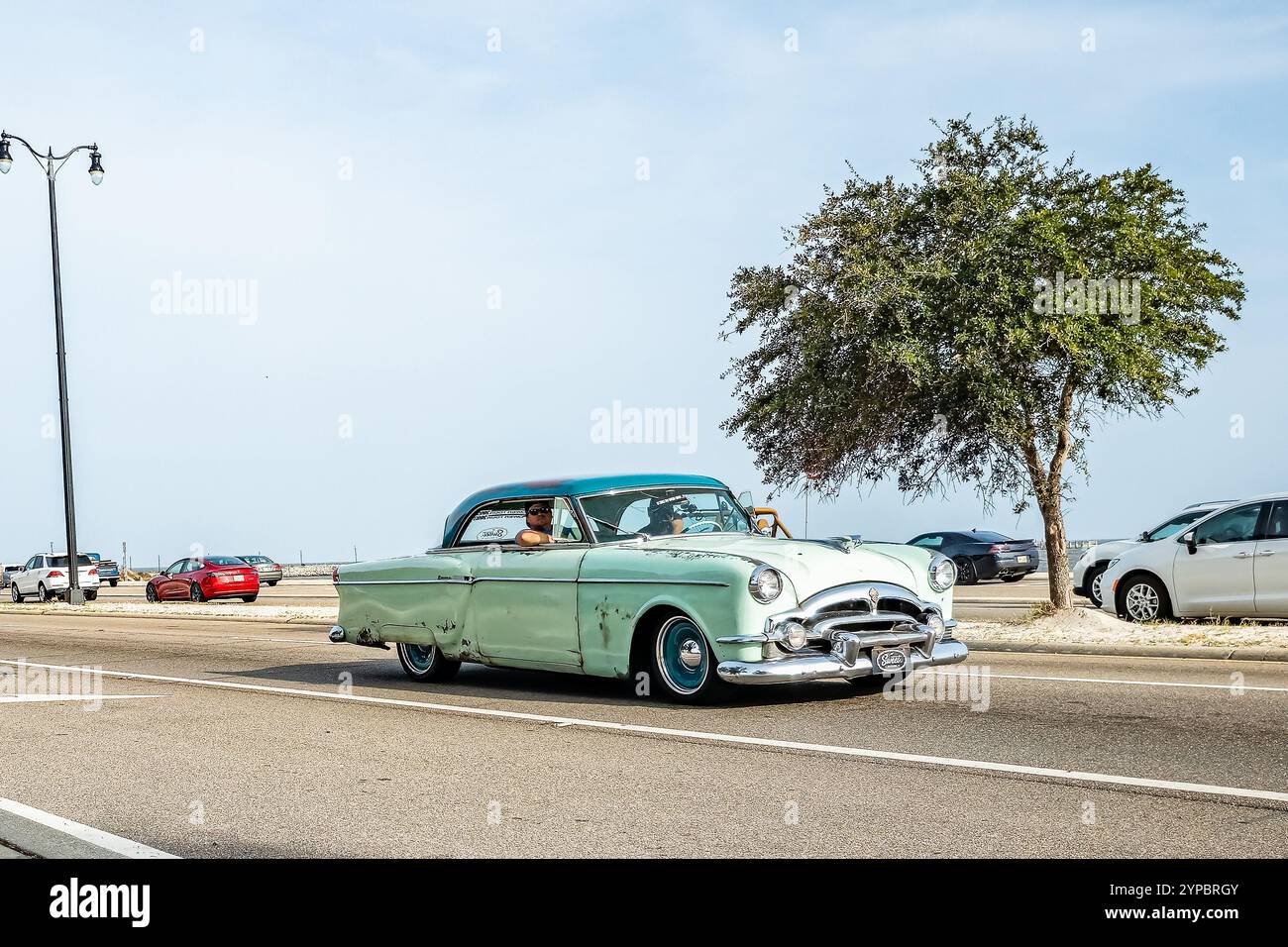 Gulfport, MS - October 04, 2023: Wide angle front corner view of a 1954 ...