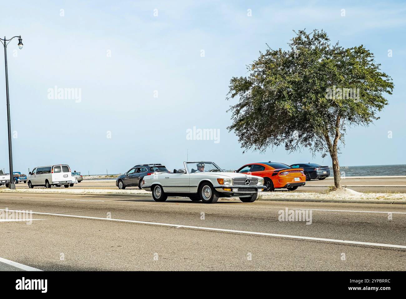 Gulfport, MS - October 04, 2023: Wide angle front corner view of a 1987 ...