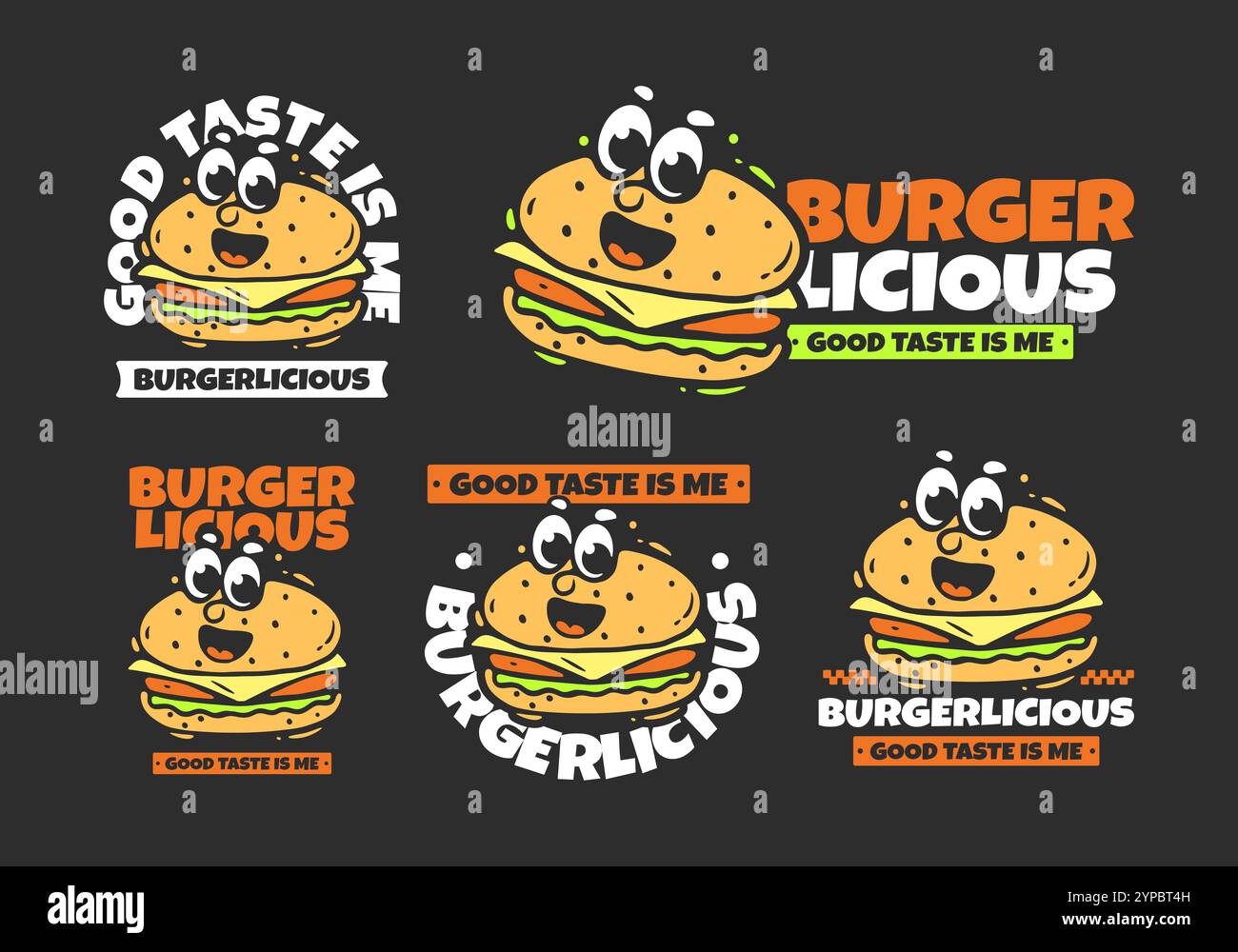Good taste is me. Burger with face mascot character illustration for t ...