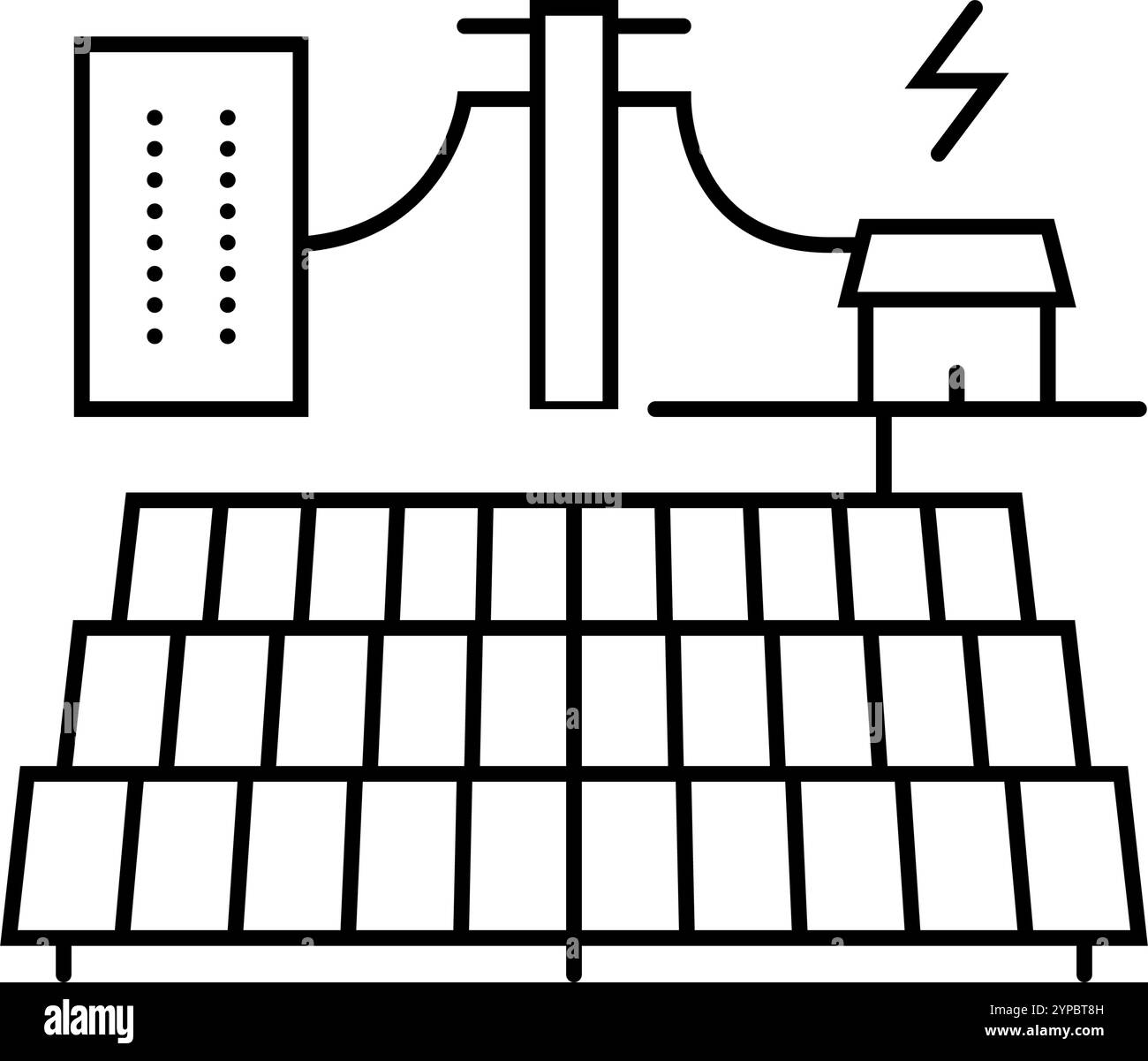 grid integration solar panel line icon vector illustration Stock Vector ...