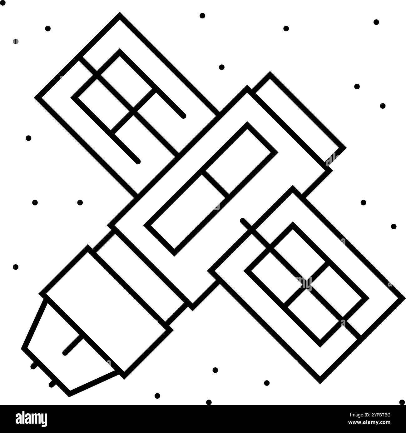 orbiting spacecraft space exploration line icon vector illustration ...