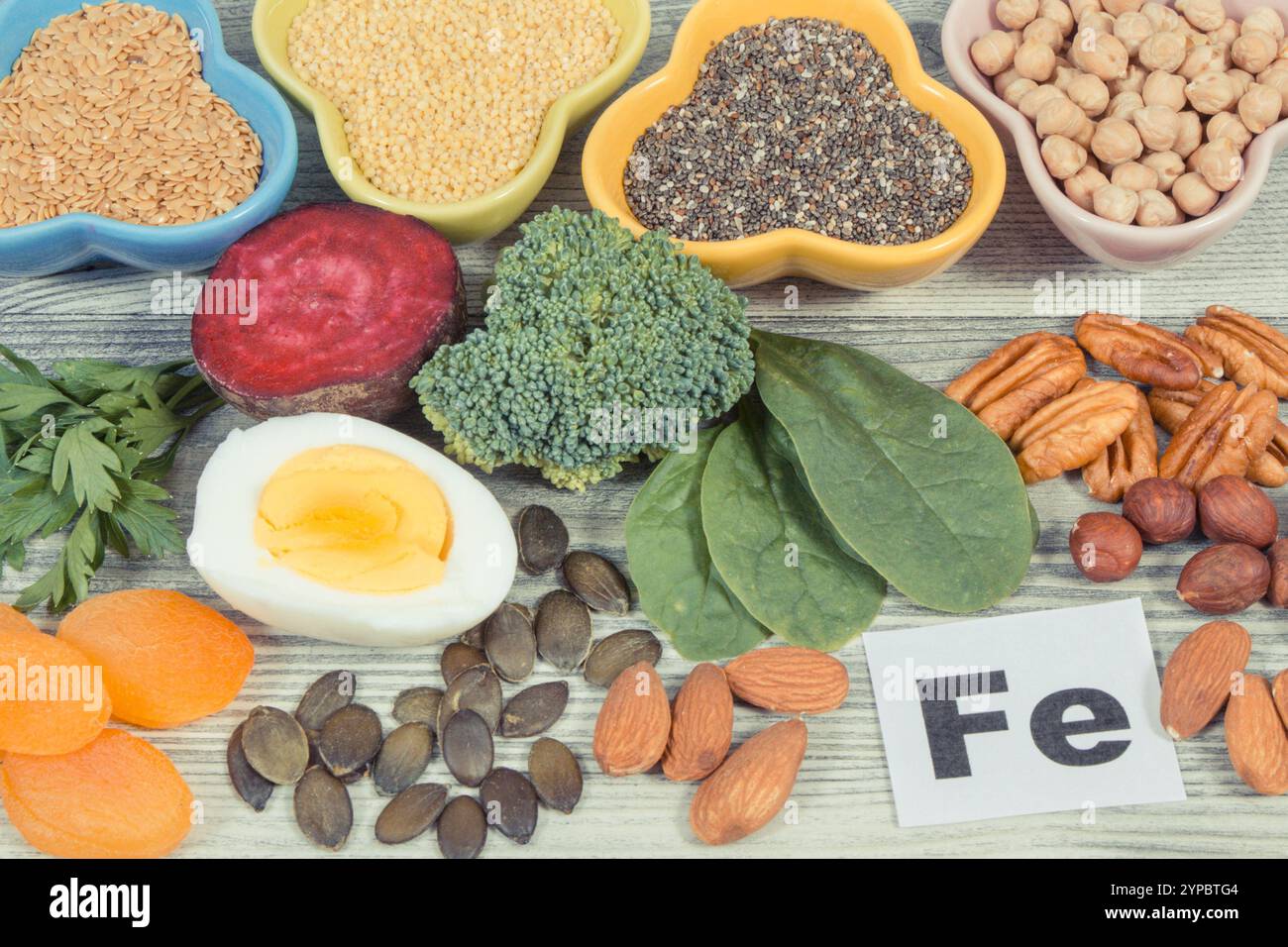 Healthy various nutritious ingredients as source natural iron, minerals ...