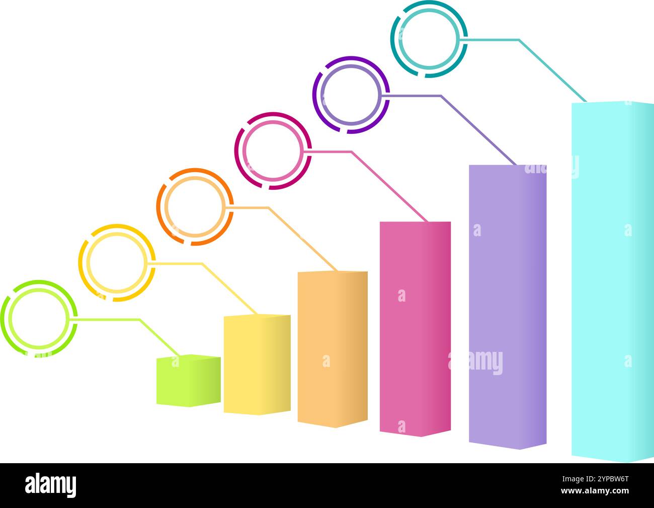 3d growth graph bars chart, 6 bar business infographic with callout ...